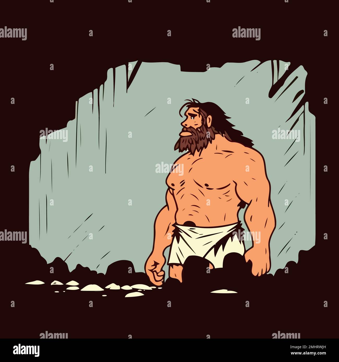 Large strong bearded primitive caveman in a cave Stock Vector Image ...