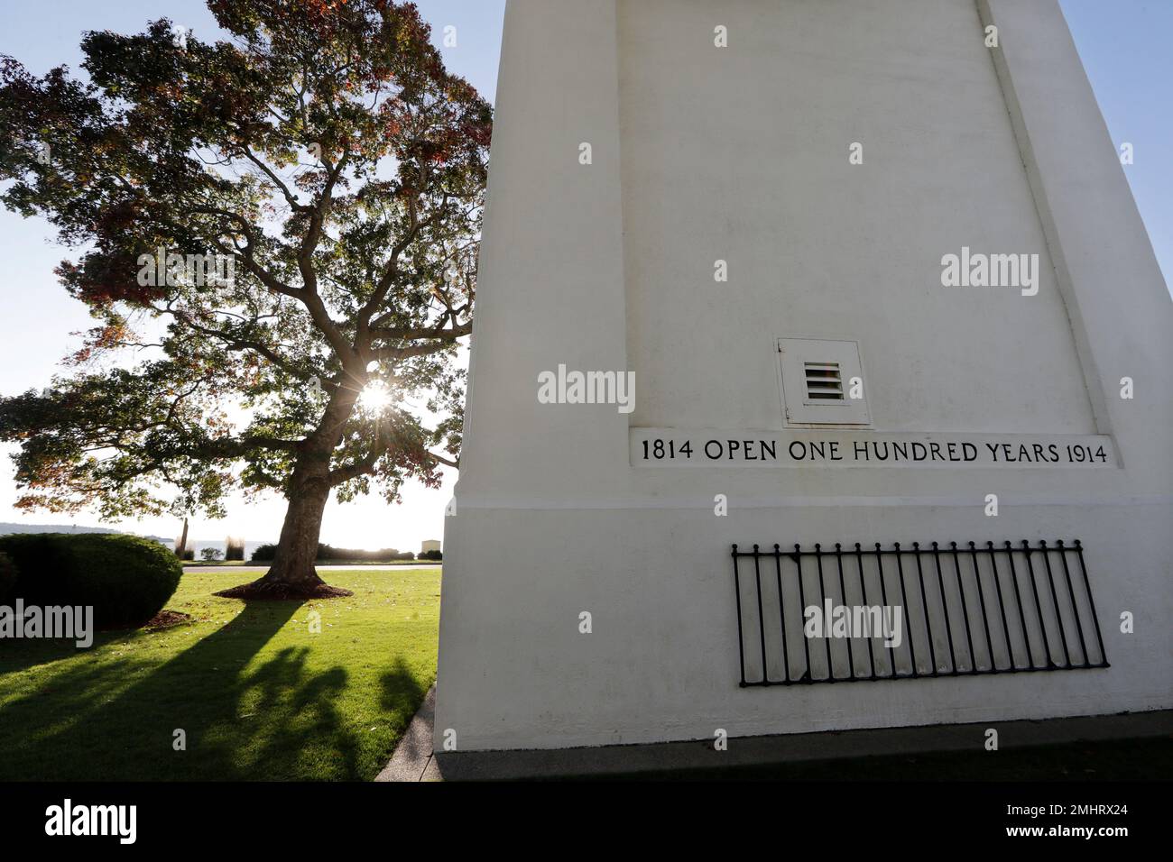 In this photo taken Oct. 9, 2019, a symbolic gate is attached in an ...
