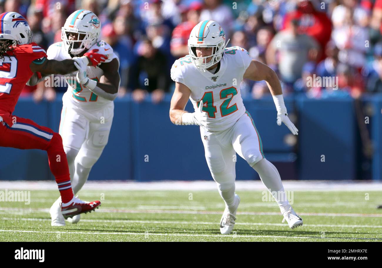 Miami Dolphins running back Patrick Laird runs a pass route in the ...