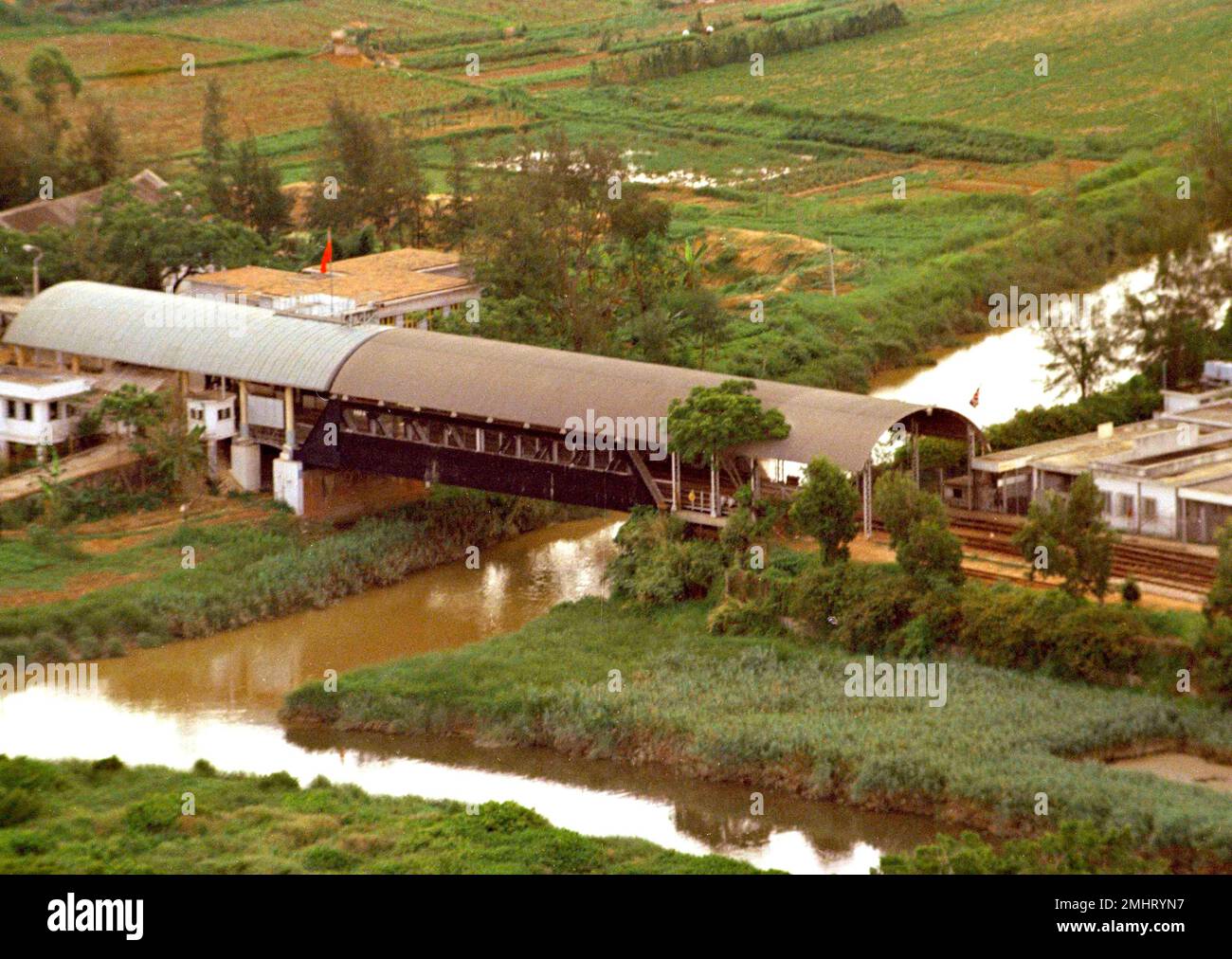 This is a view in and around the border crossing between China and Hong ...