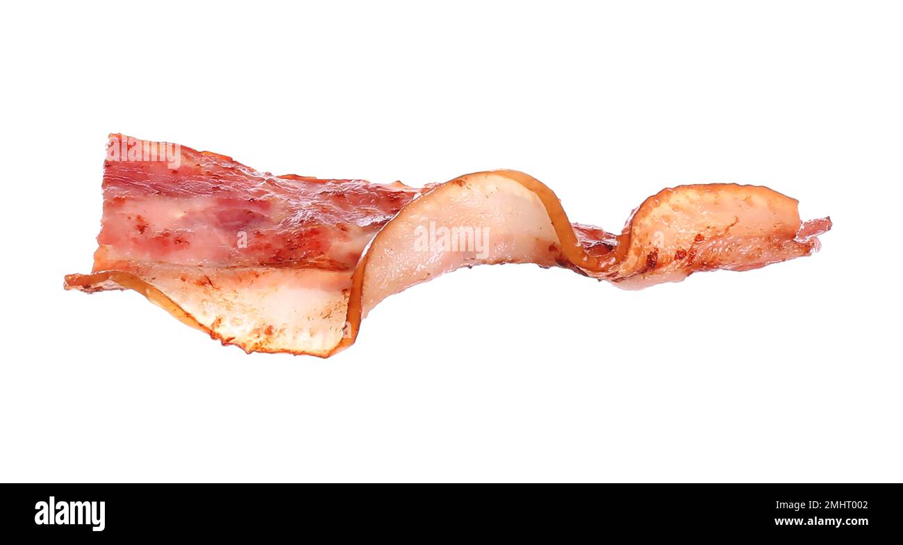 Crispy fried bacon strip isolated on white. Sandwich ingredient Stock ...
