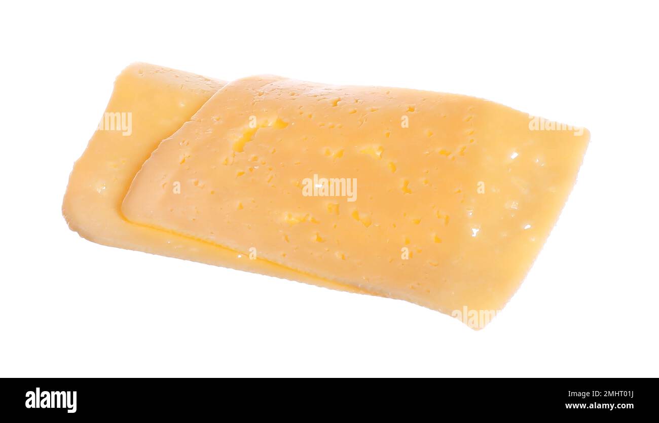 Tasty cheese slices isolated on white. Sandwich ingredient Stock Photo ...