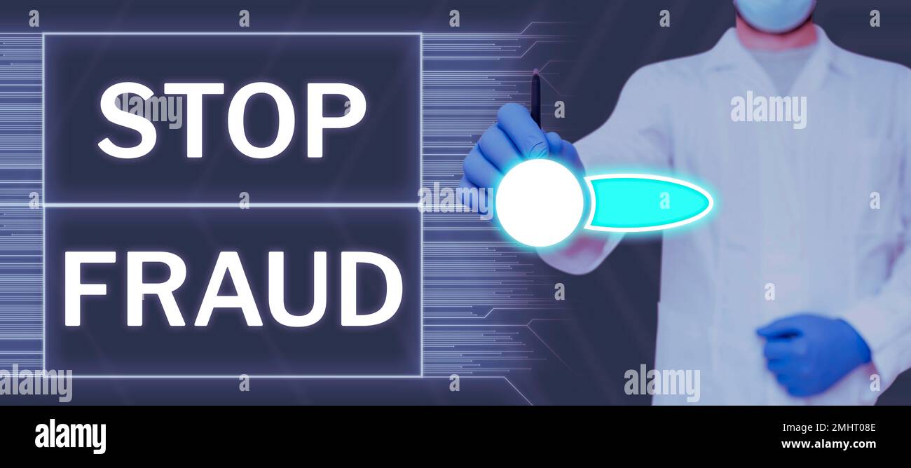 Hand writing sign Stop Fraud. Business approach campaign advices people ...
