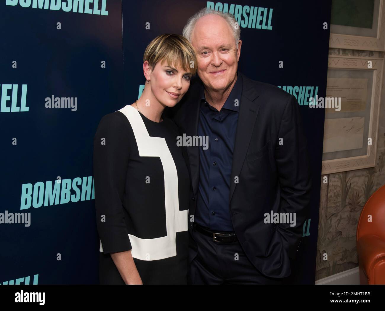 Charlize Theron and John Lithgow participate in the "Bombshell" cast ...