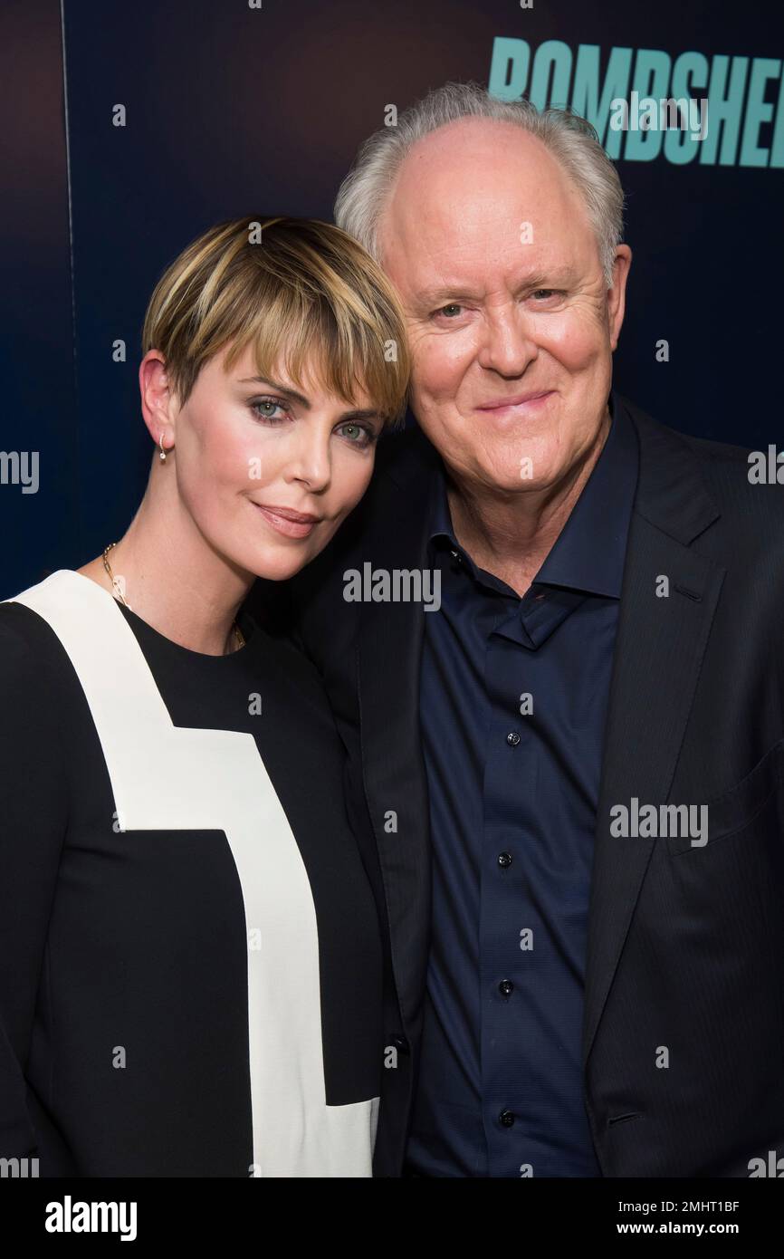 Charlize Theron and John Lithgow participate in the "Bombshell" cast ...
