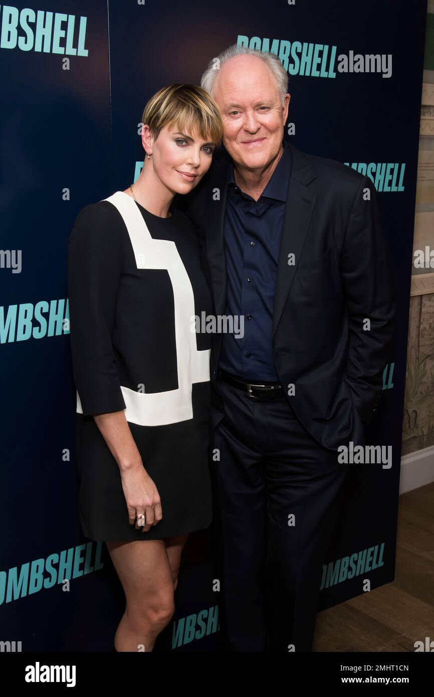 Charlize Theron and John Lithgow participate in the "Bombshell" cast ...