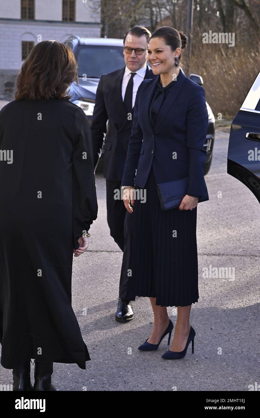 Crown Princess Victoria and Prince Daniel arrive at a memorial ceremony ...