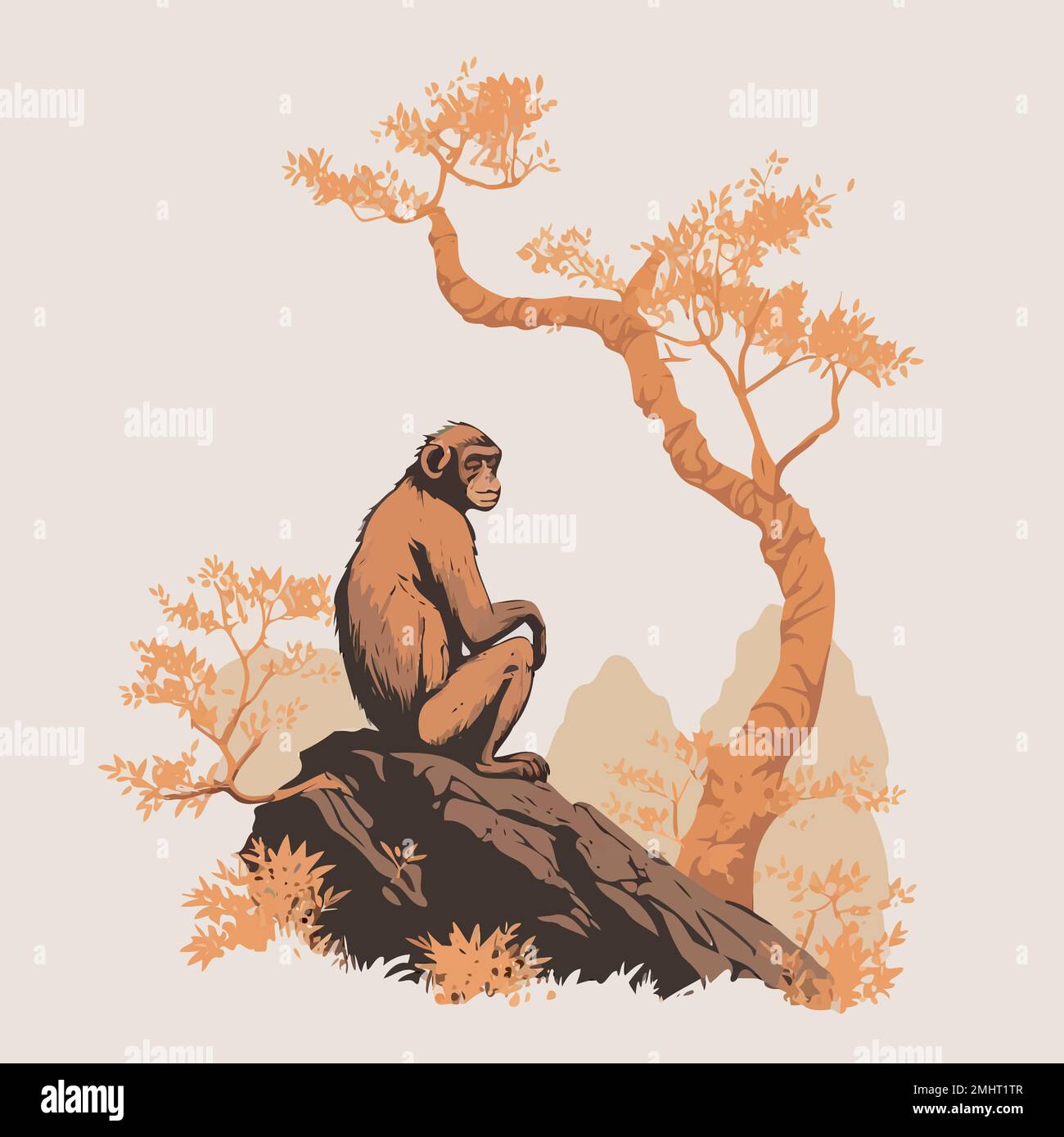 Monkeys in their natural environment Stock Vector Images - Alamy