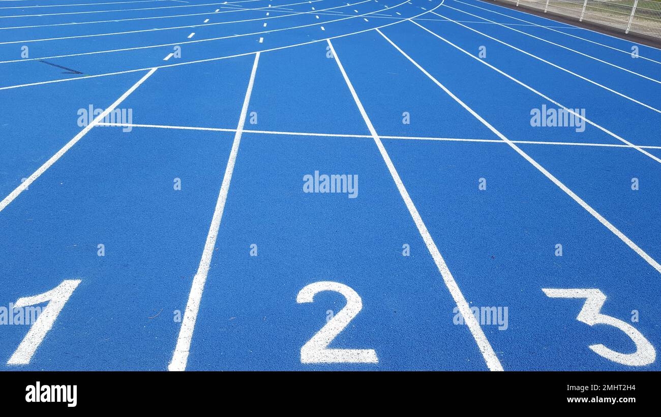 start finish start stadium and running track numbered from one to three ...