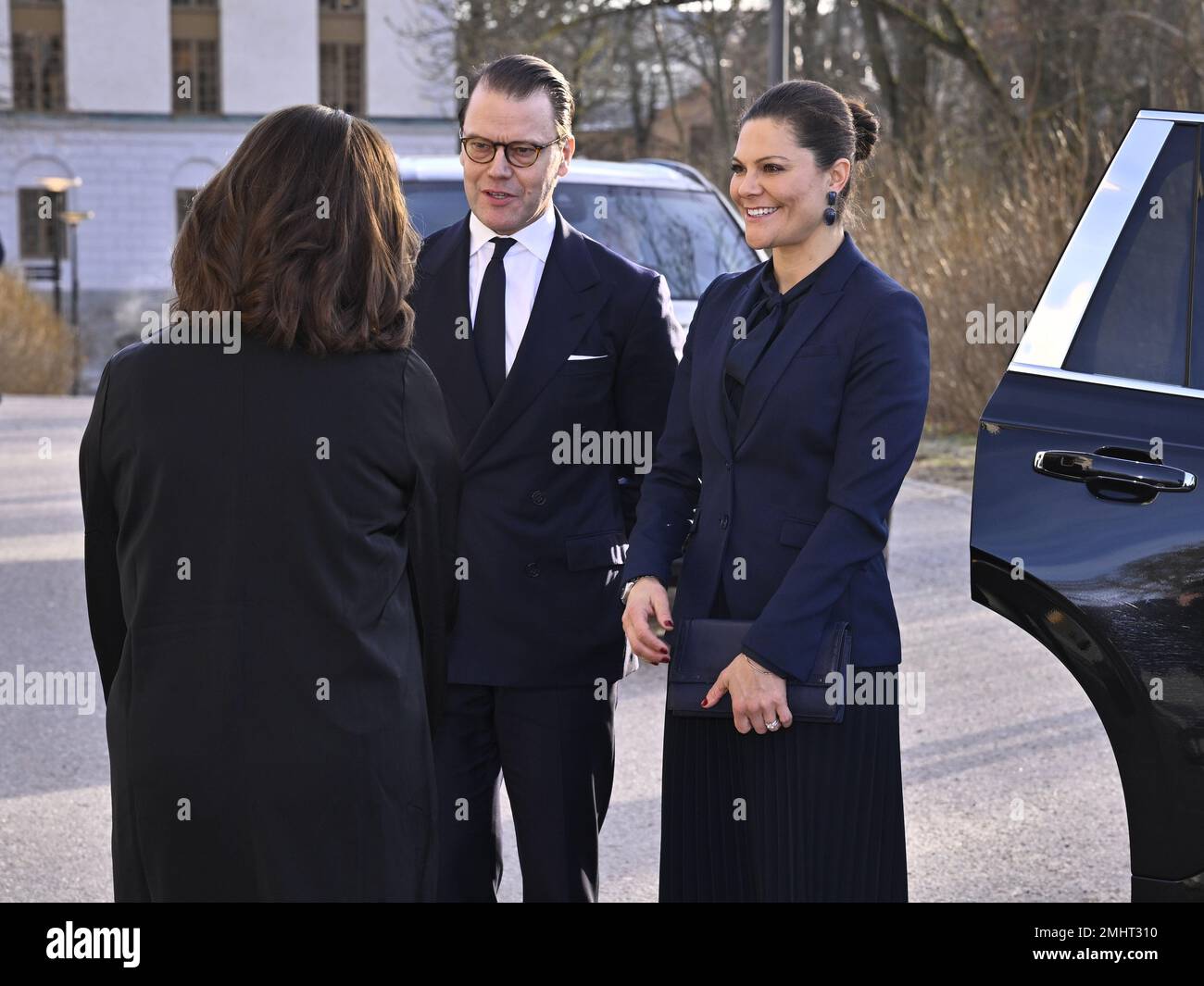 Crown Princess Victoria and Prince Daniel arrive at a memorial ceremony ...