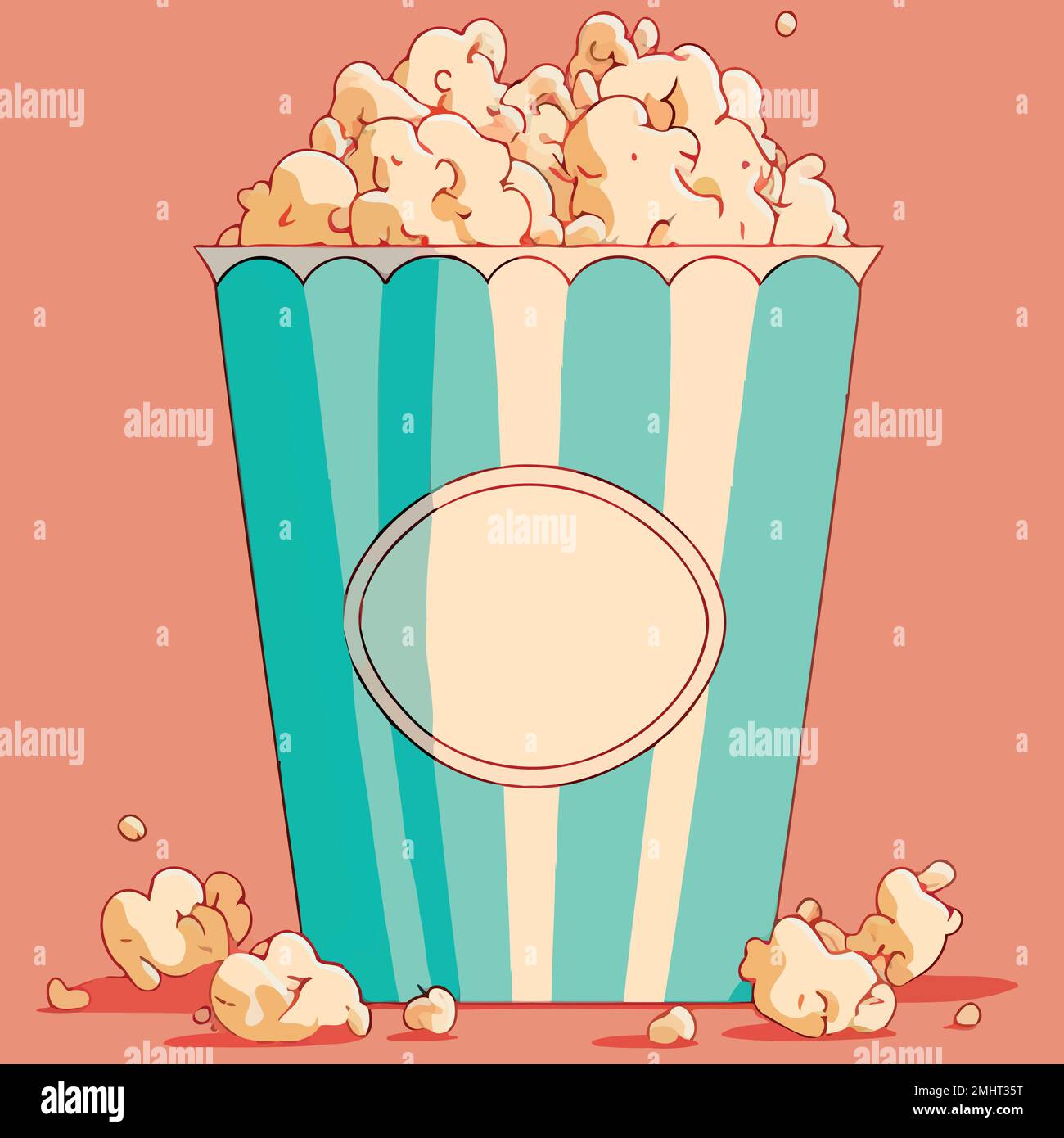 Vector illustration of cinema style popcorn jar filled with popcorn ...