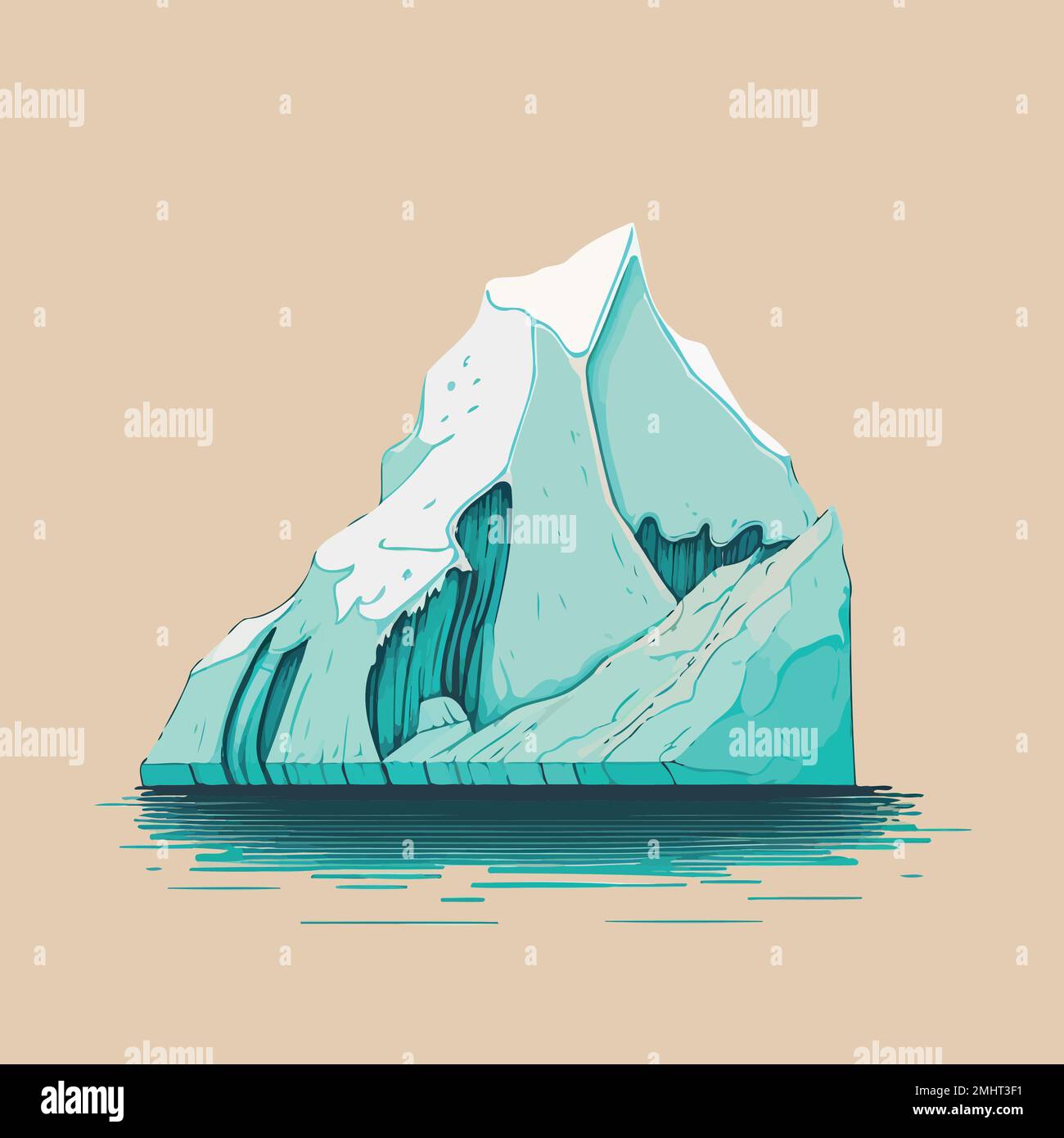 Illustration of giant ice mass iceberg floating on the ocean Stock ...