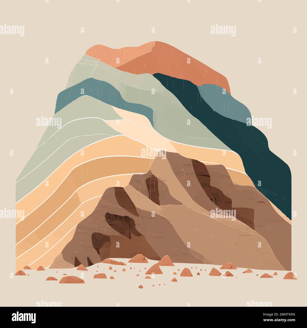 Colorful conceptual illustration to illustrate geology theme rocky soil ...
