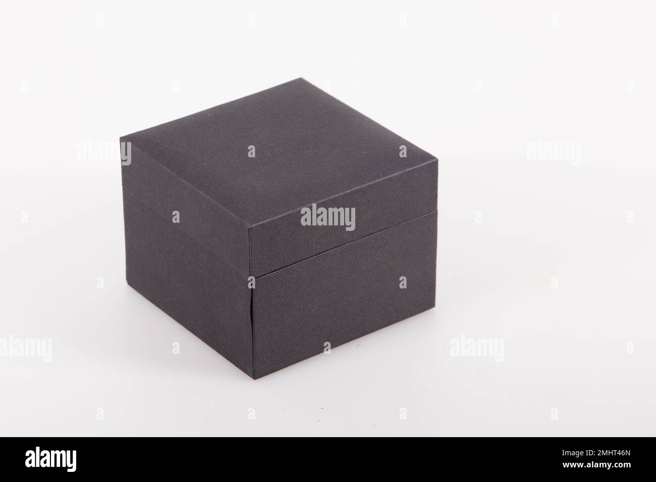 Black soft box product packaging in side view isolated on white ...