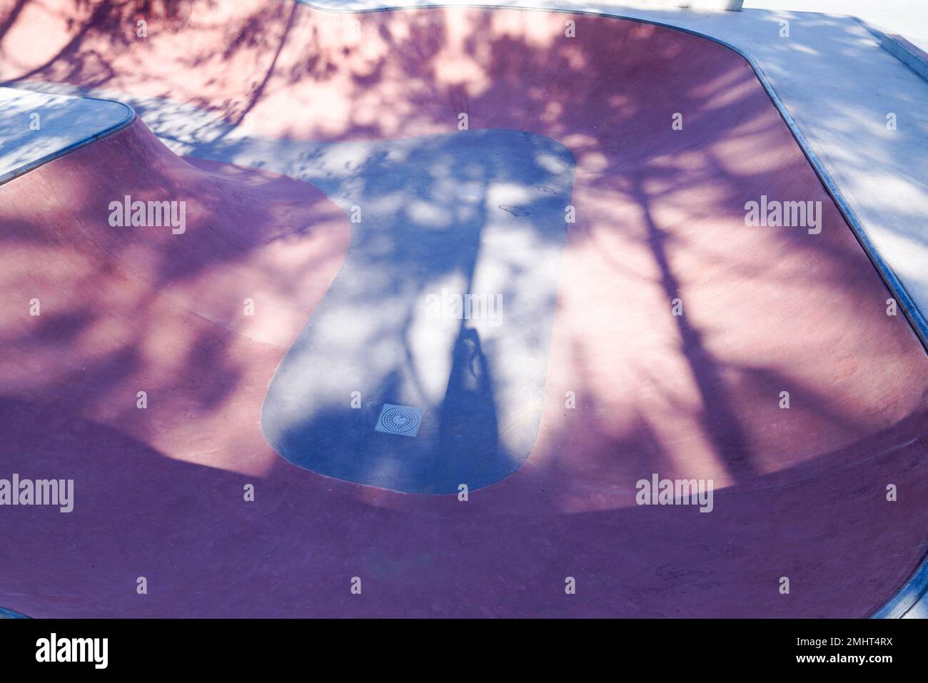 new skatepark ramps gray and pink red color empty skater Stock Photo ...