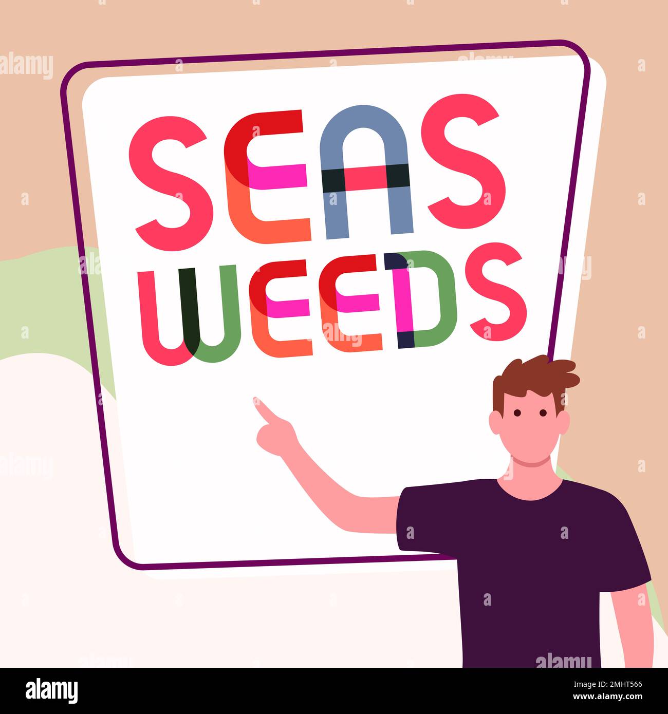 Handwriting text Sea Weeds. Concept meaning Large algae growing in the ...