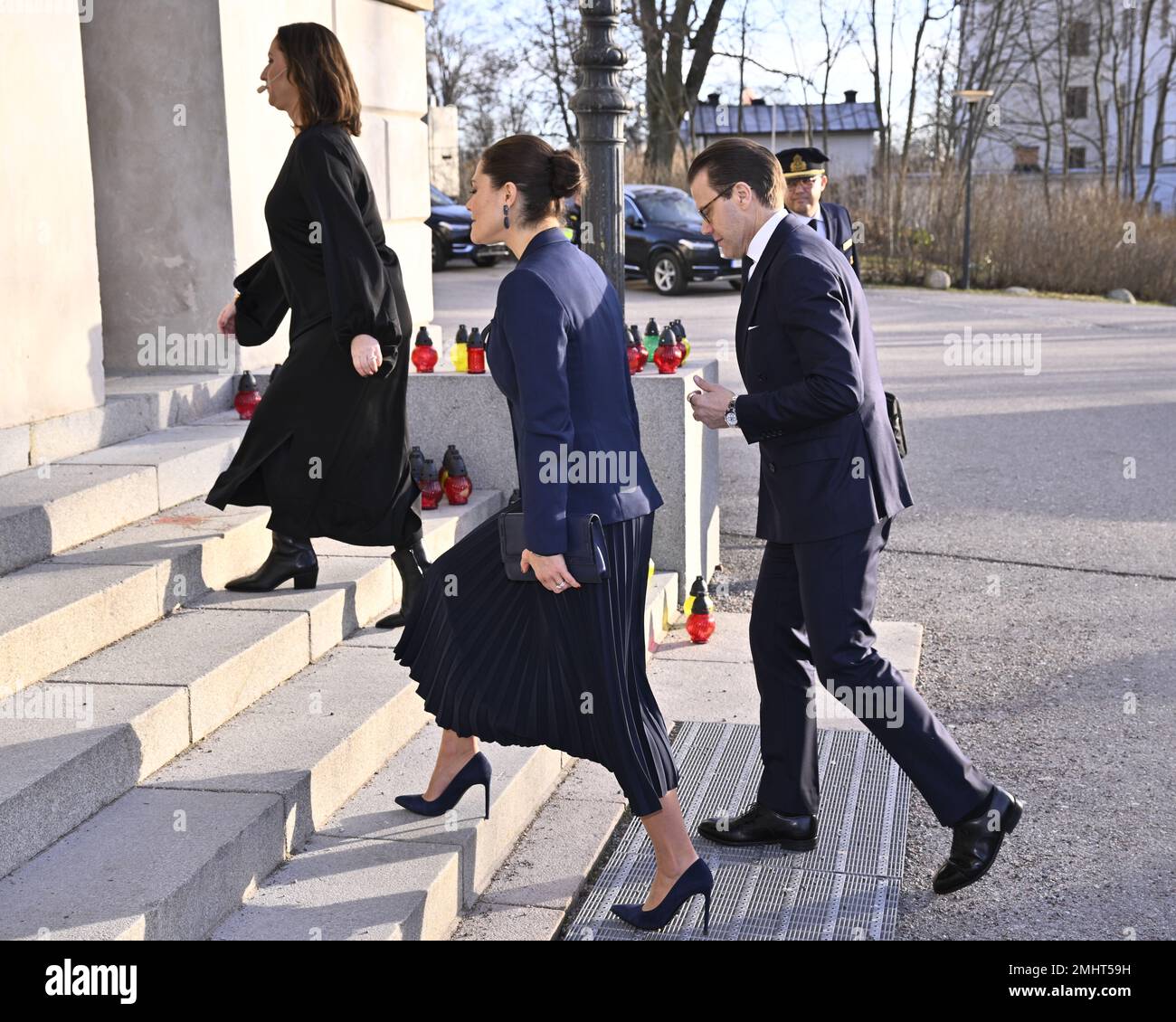 Crown Princess Victoria and Prince Daniel arrive at a memorial ceremony ...