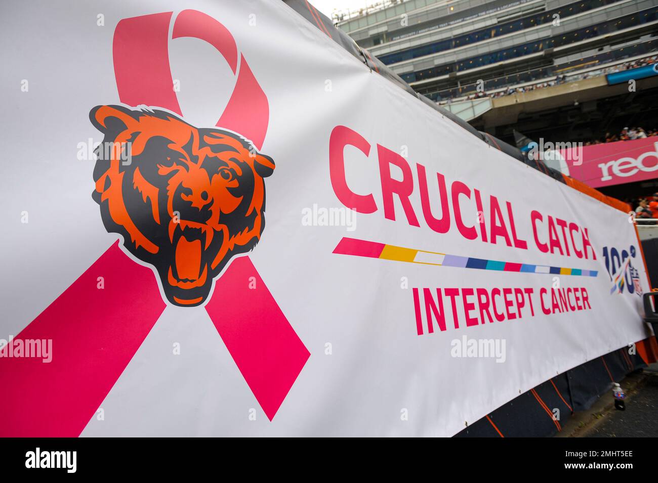 Critical Catch signage is shown before an NFL football game between the ...