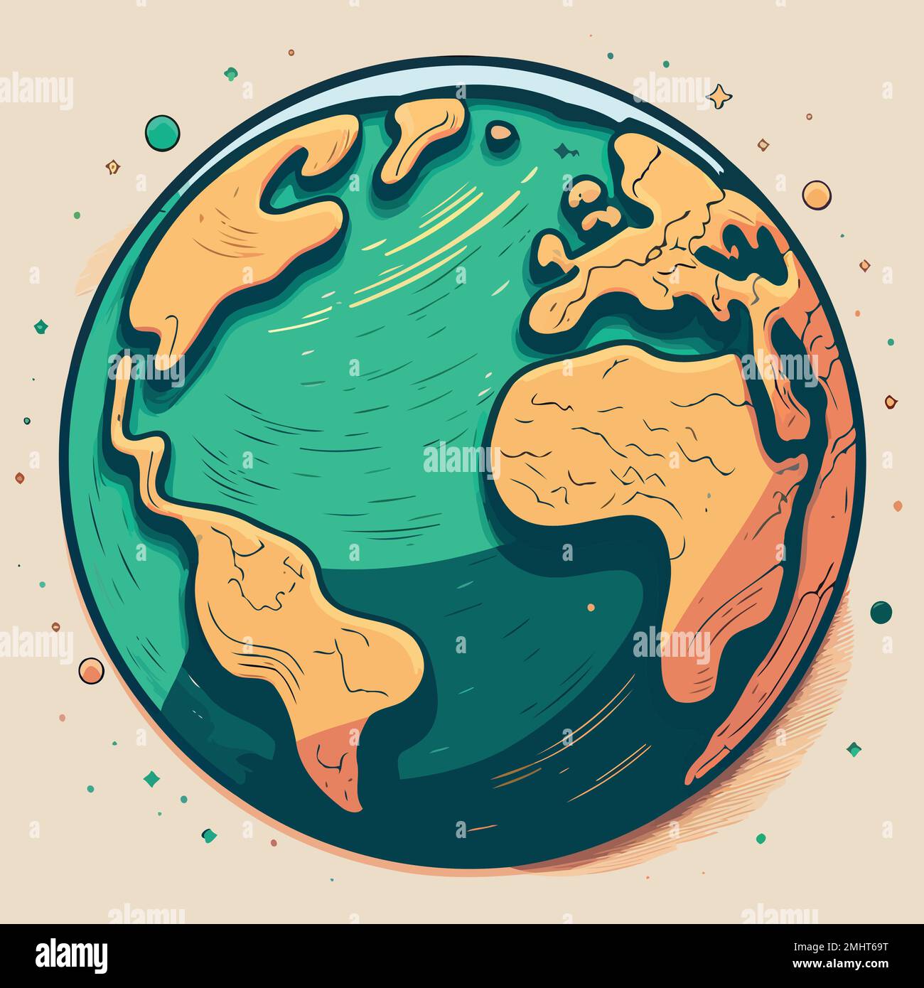 vector illustration of astro earth globe in space continents and oceans ...