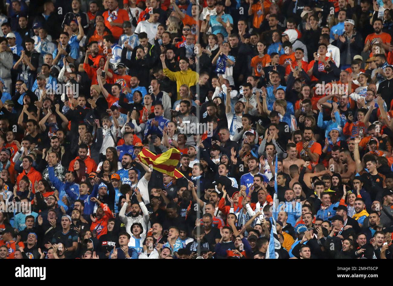 Marseille fans support their team before the French League One soccer ...