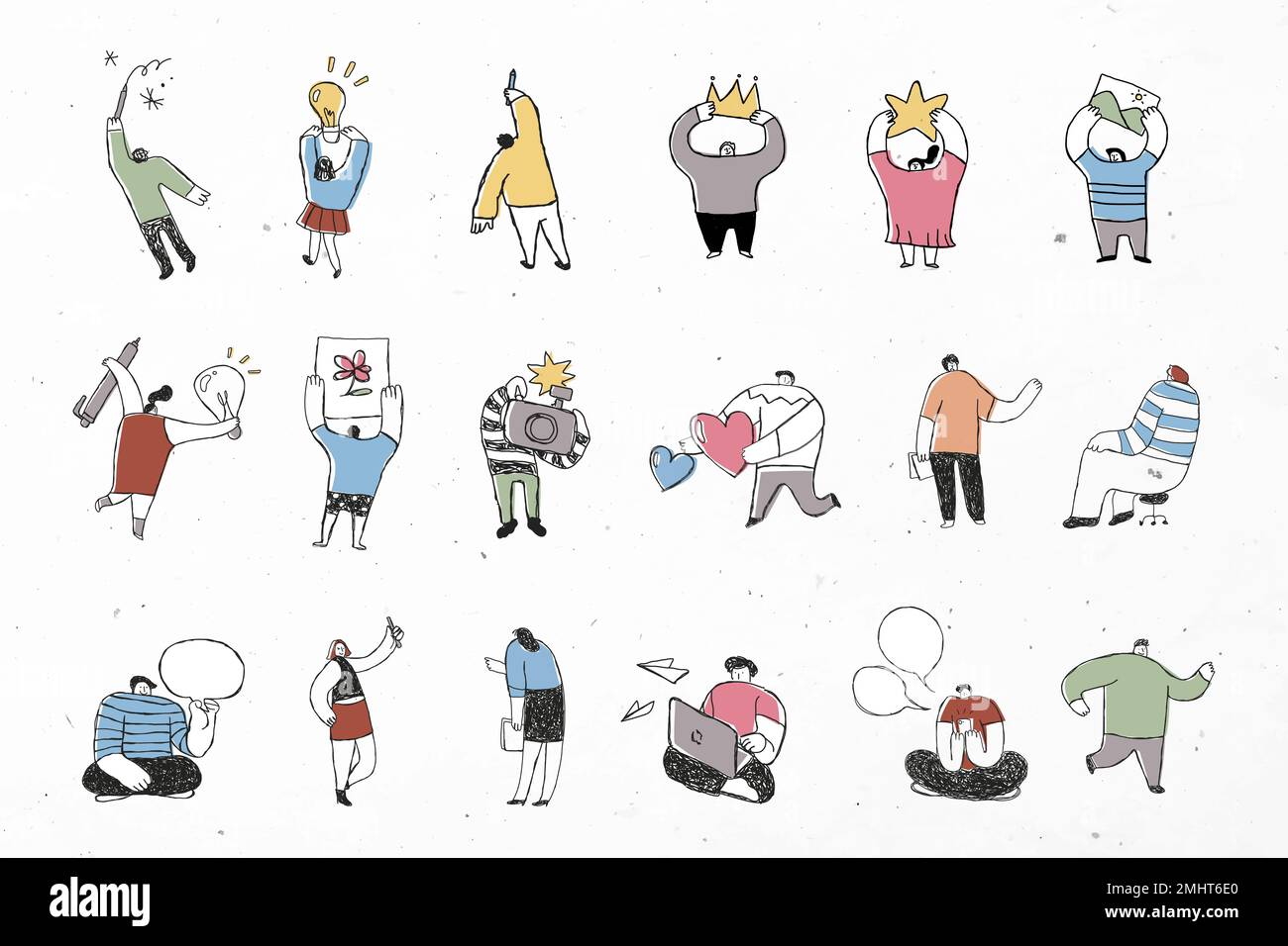 Cute colorful business vector cartoon icons set Stock Vector Image ...