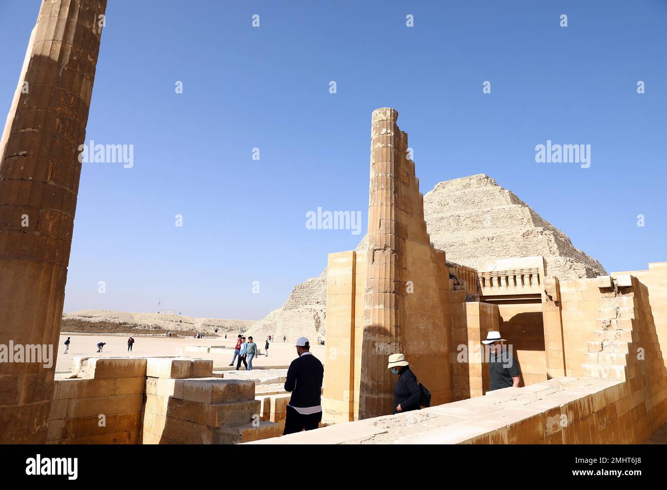 Cairo, Egypt. 26th Jan, 2023. Tourists visit the Step Pyramid complex ...