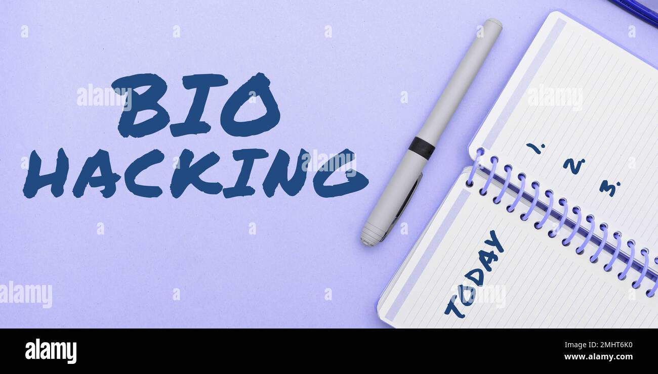 Text showing inspiration Bio Hacking. Concept meaning exploiting ...
