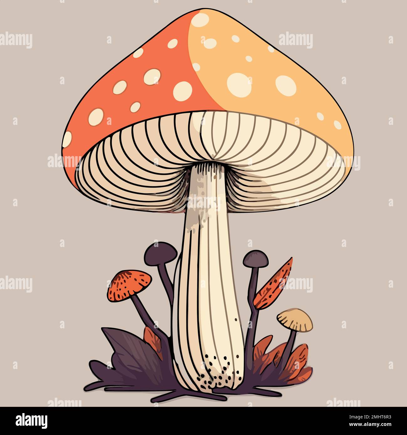 Colorful vector illustration of mushroom fungus living being Stock ...