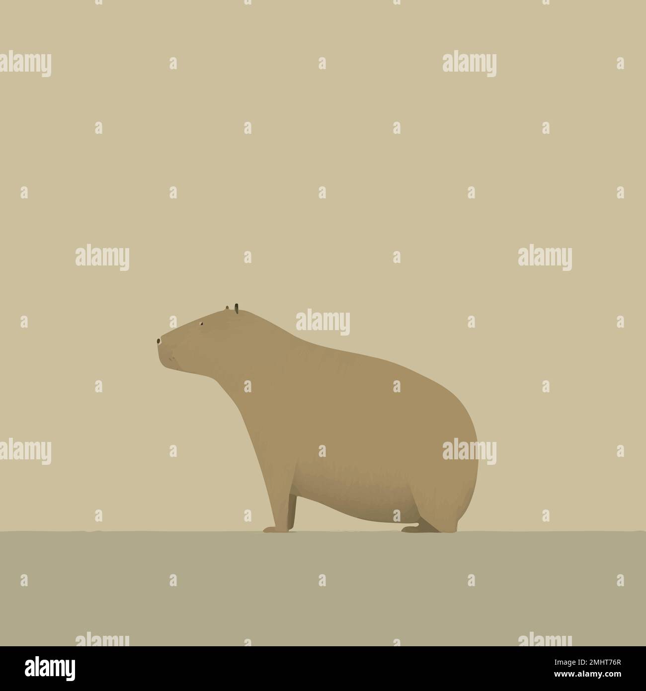 Minimalist illustration of capybara mammal animal silhouette sitting on ...