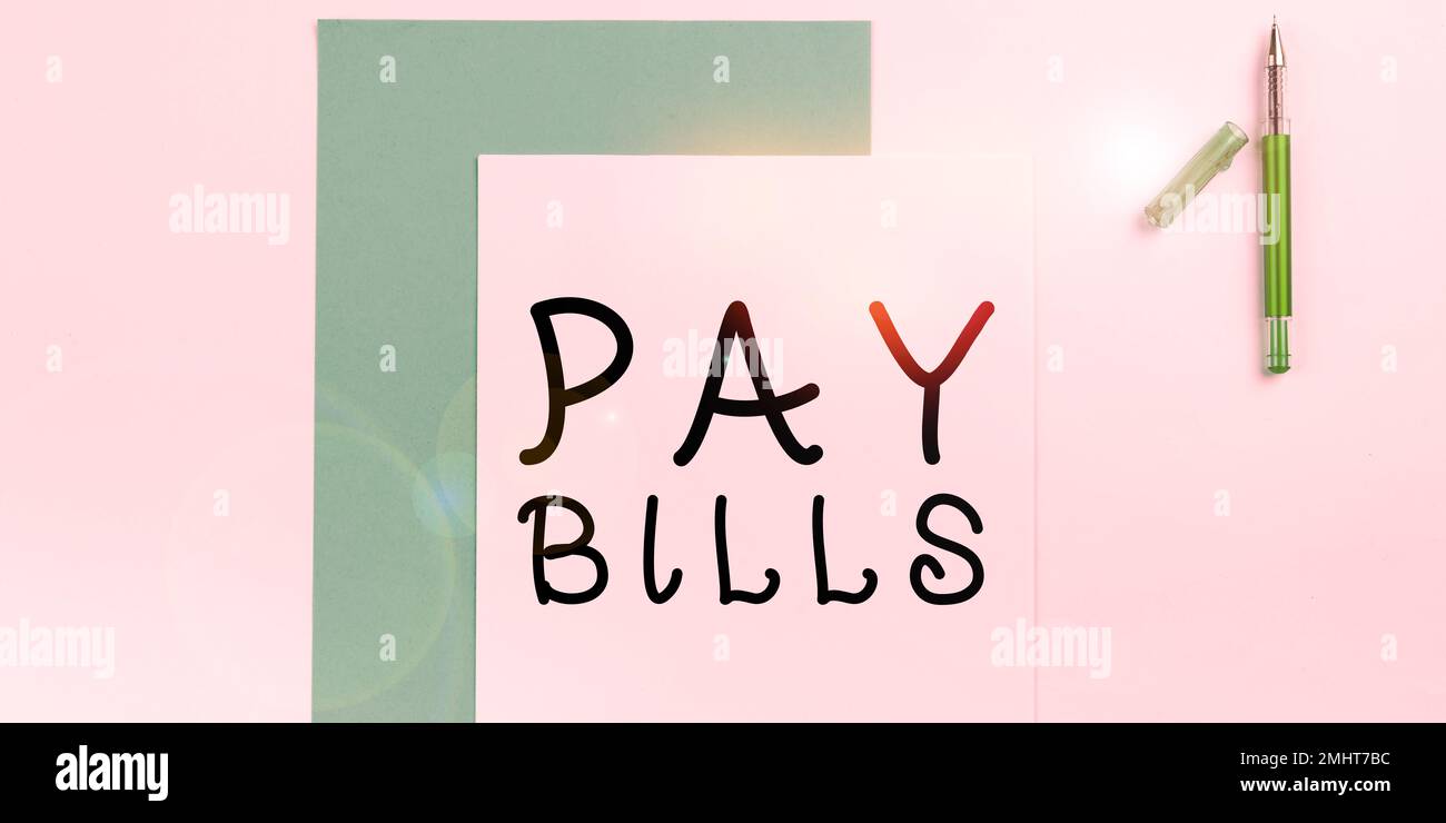 Conceptual caption Pay Bills. Word Written on list of expenses to be ...