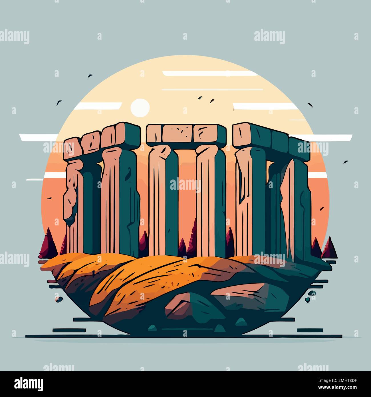 illustration of composite structure formed by large and heavy stones ...