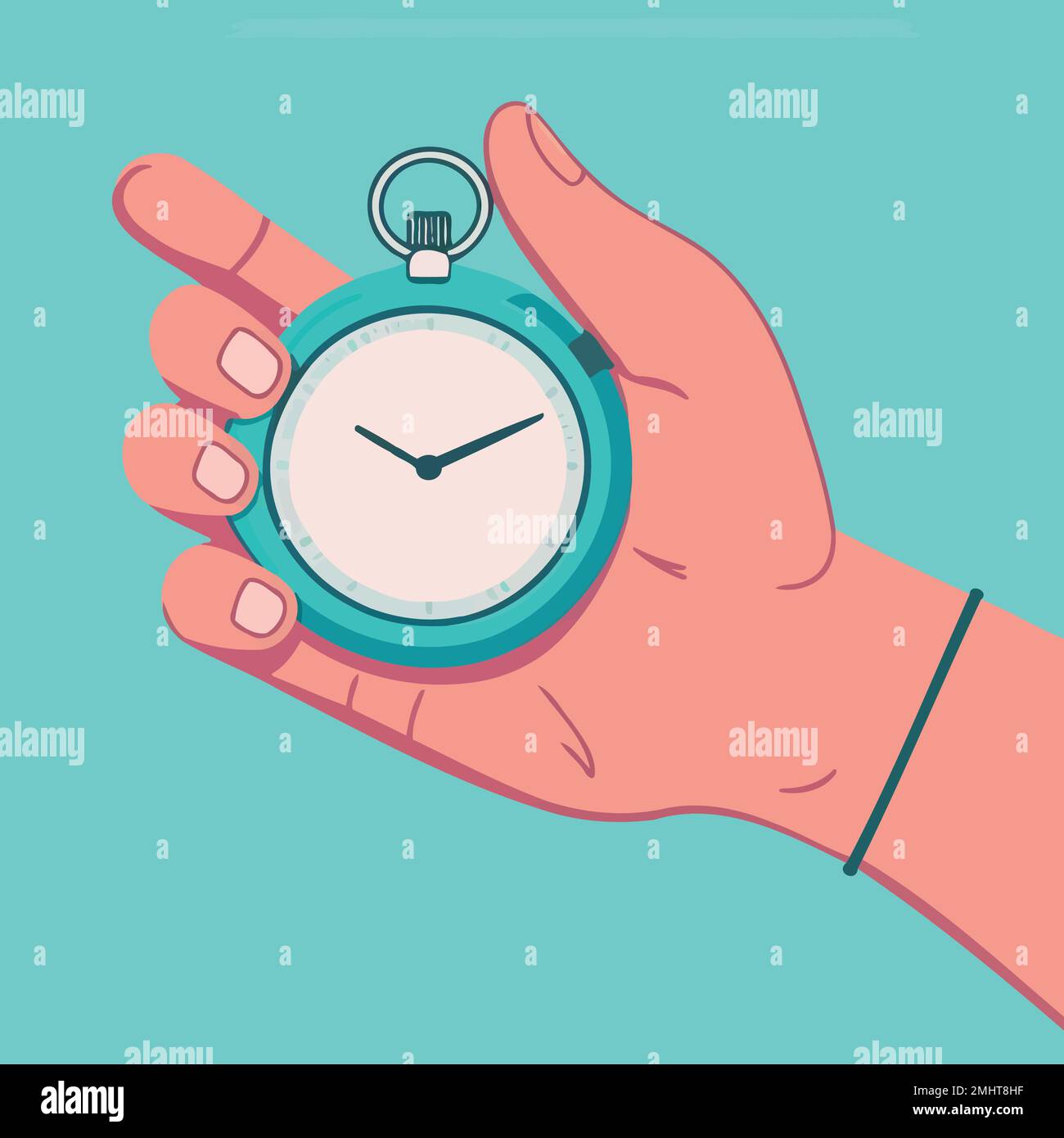 blue pocket stopwatch object in a white human hand Stock Vector Image ...