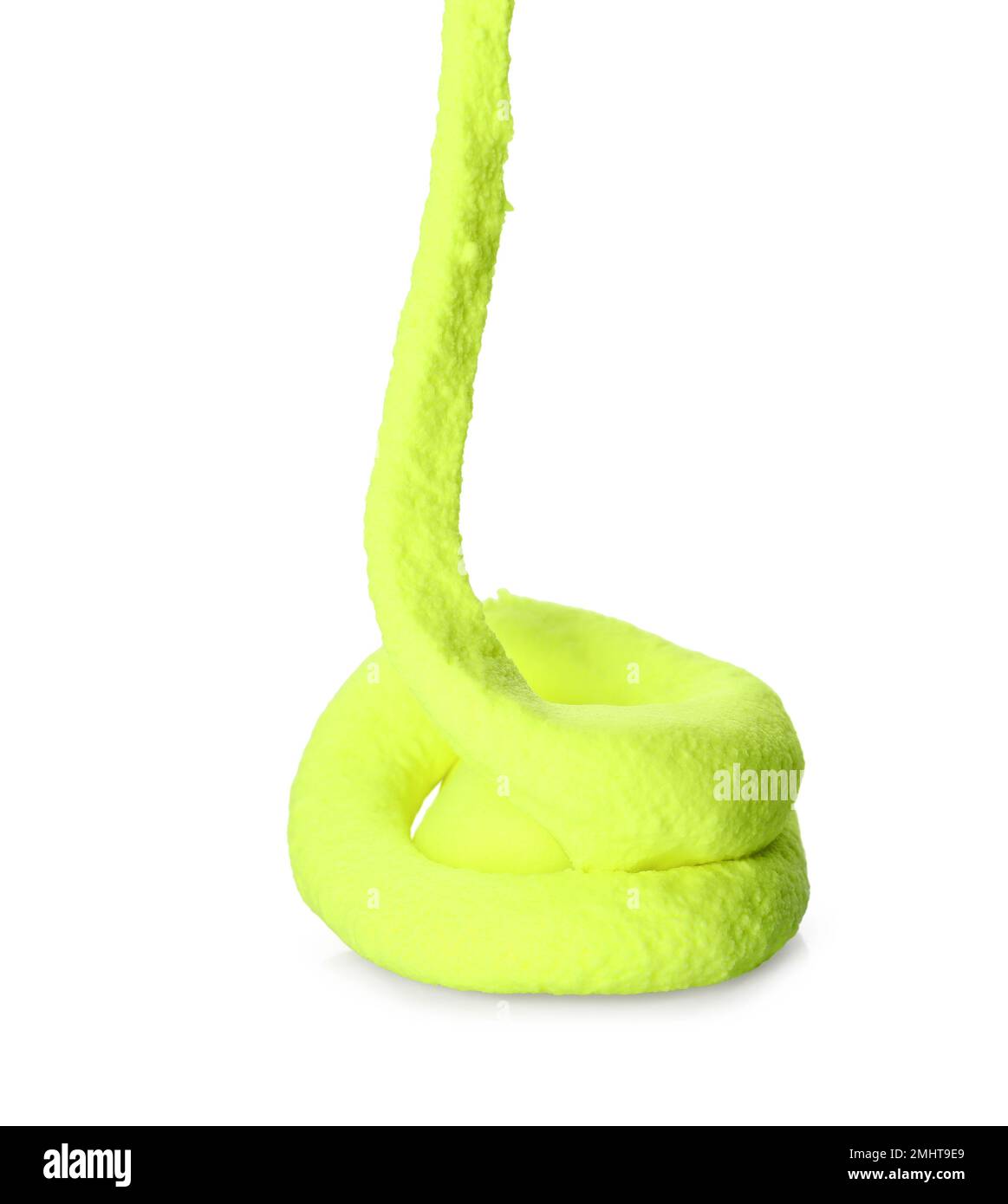 Flowing yellow slime on white background. Antistress toy Stock Photo ...