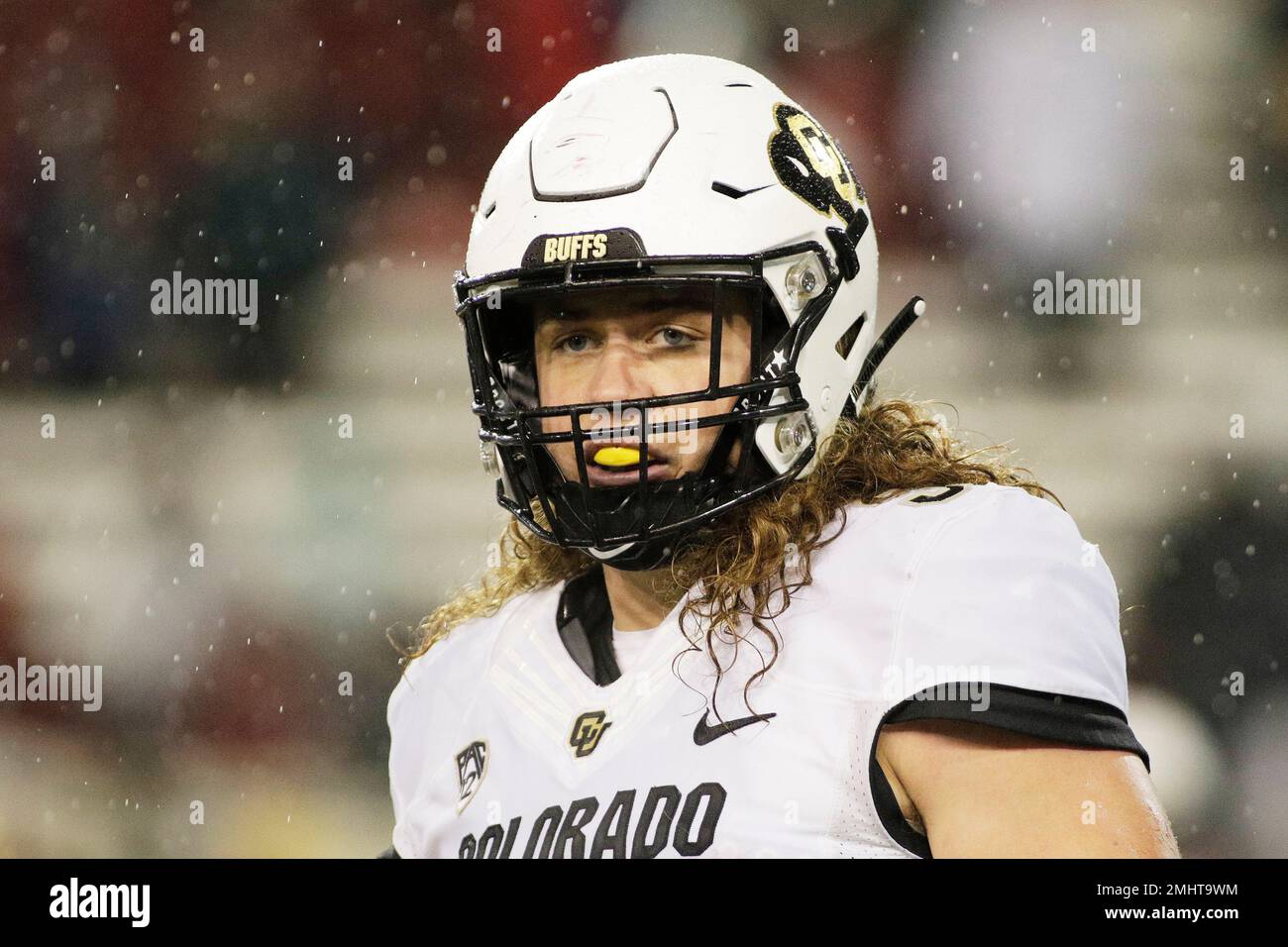 Colorado tight end Brady Russell (38) stands on the field during the ...