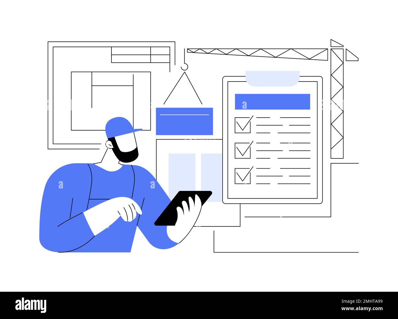 Construction Quality Control Abstract Concept Vector Illustration Stock