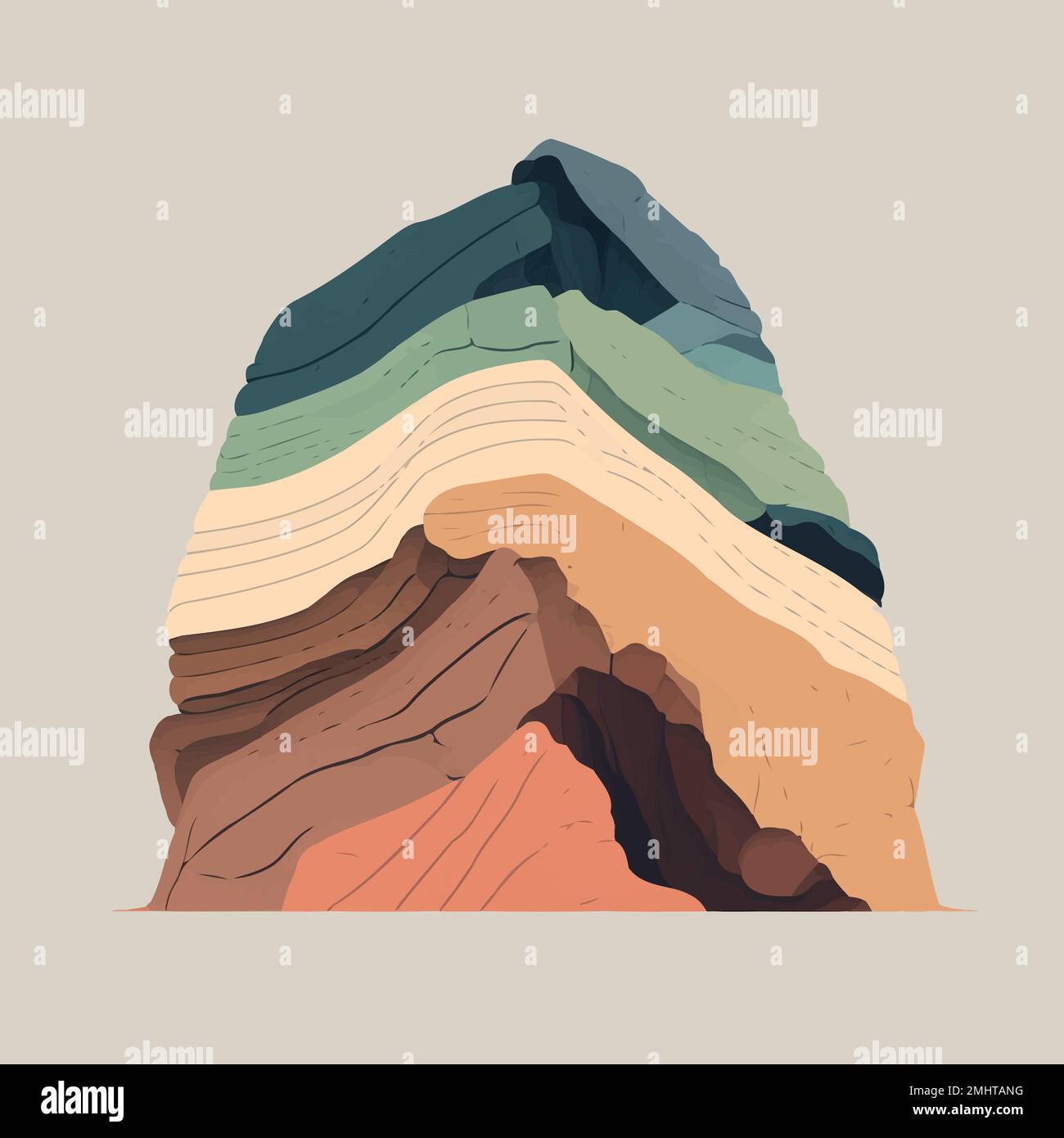 Colorful conceptual illustration to illustrate geology theme rocky soil ...