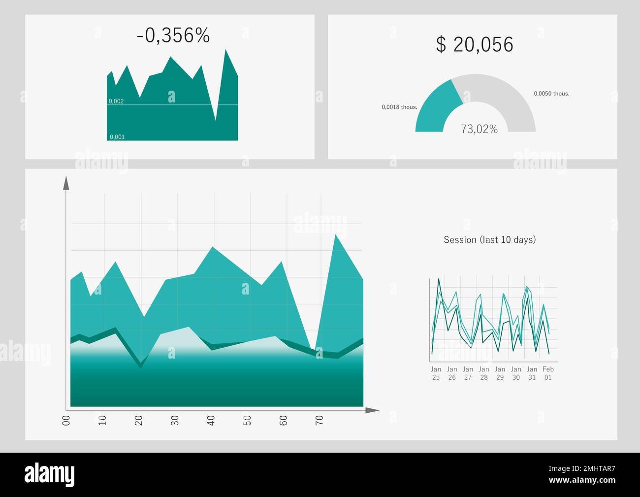 Different colorful graphs with statistic information. Illustration ...