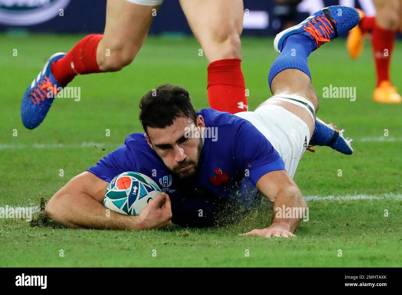 France's Charles Ollivon scores a try against Wales during the Rugby ...
