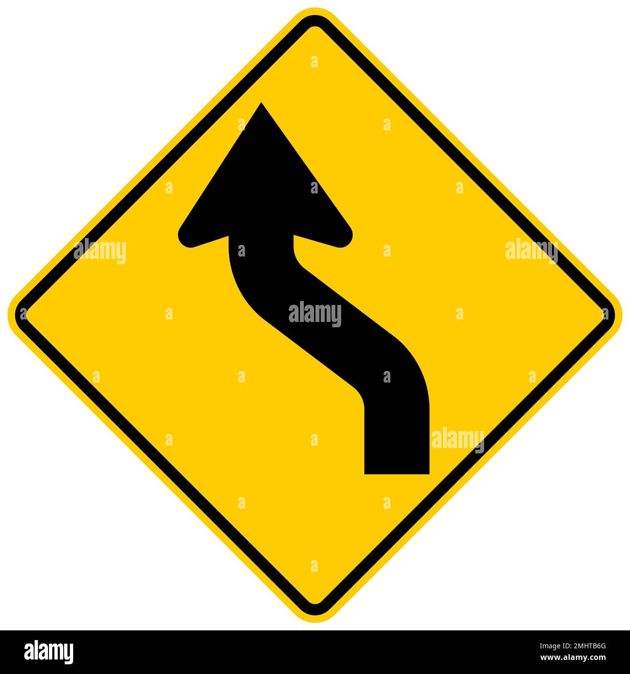 Reverse curve warning sign Stock Photo - Alamy