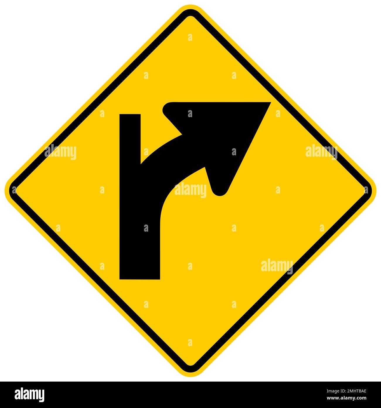 Combination curve with side road intersection warning sign Stock Photo - Alamy