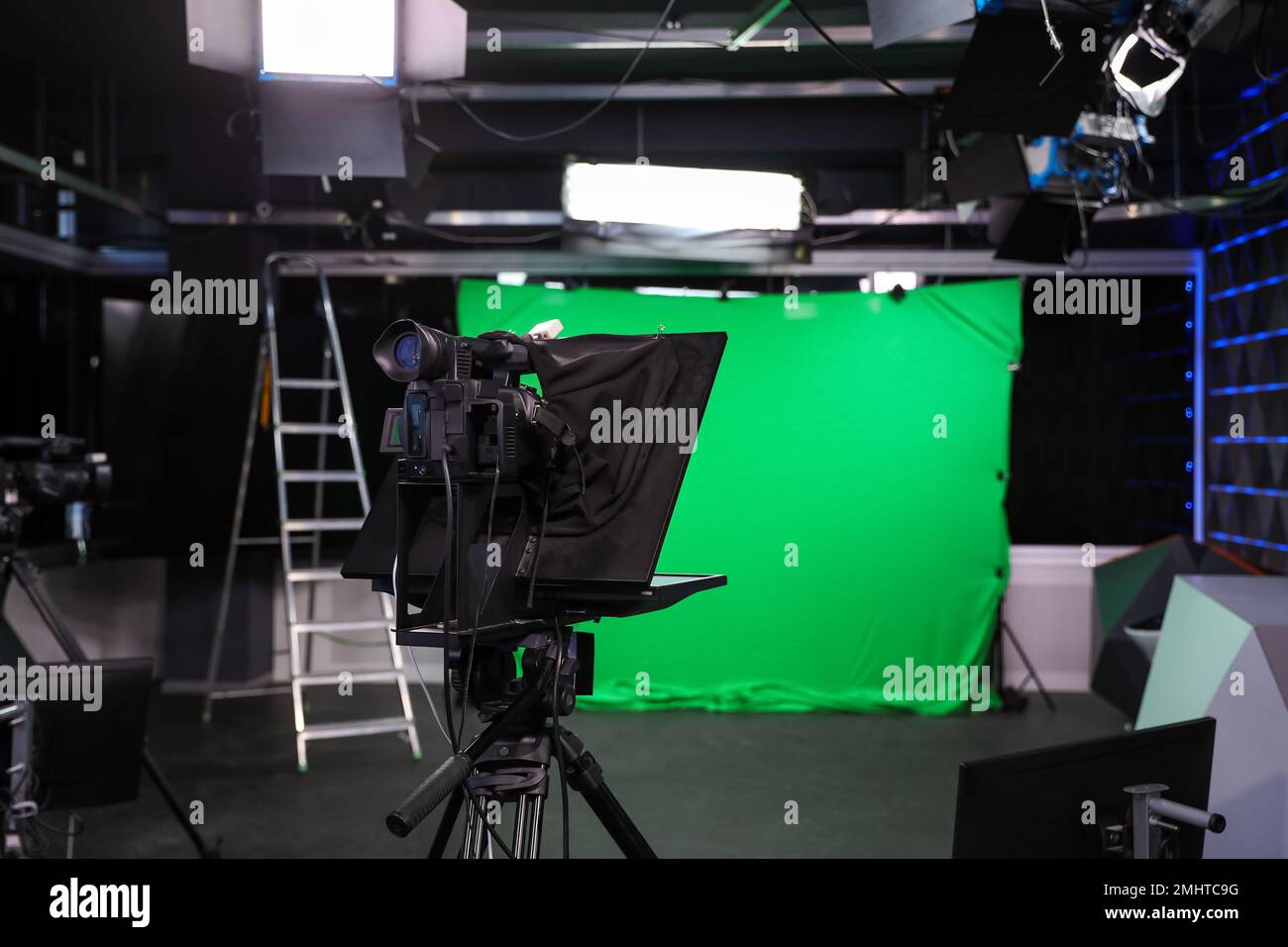 Modern video recording studio with professional equipment, focus on ...