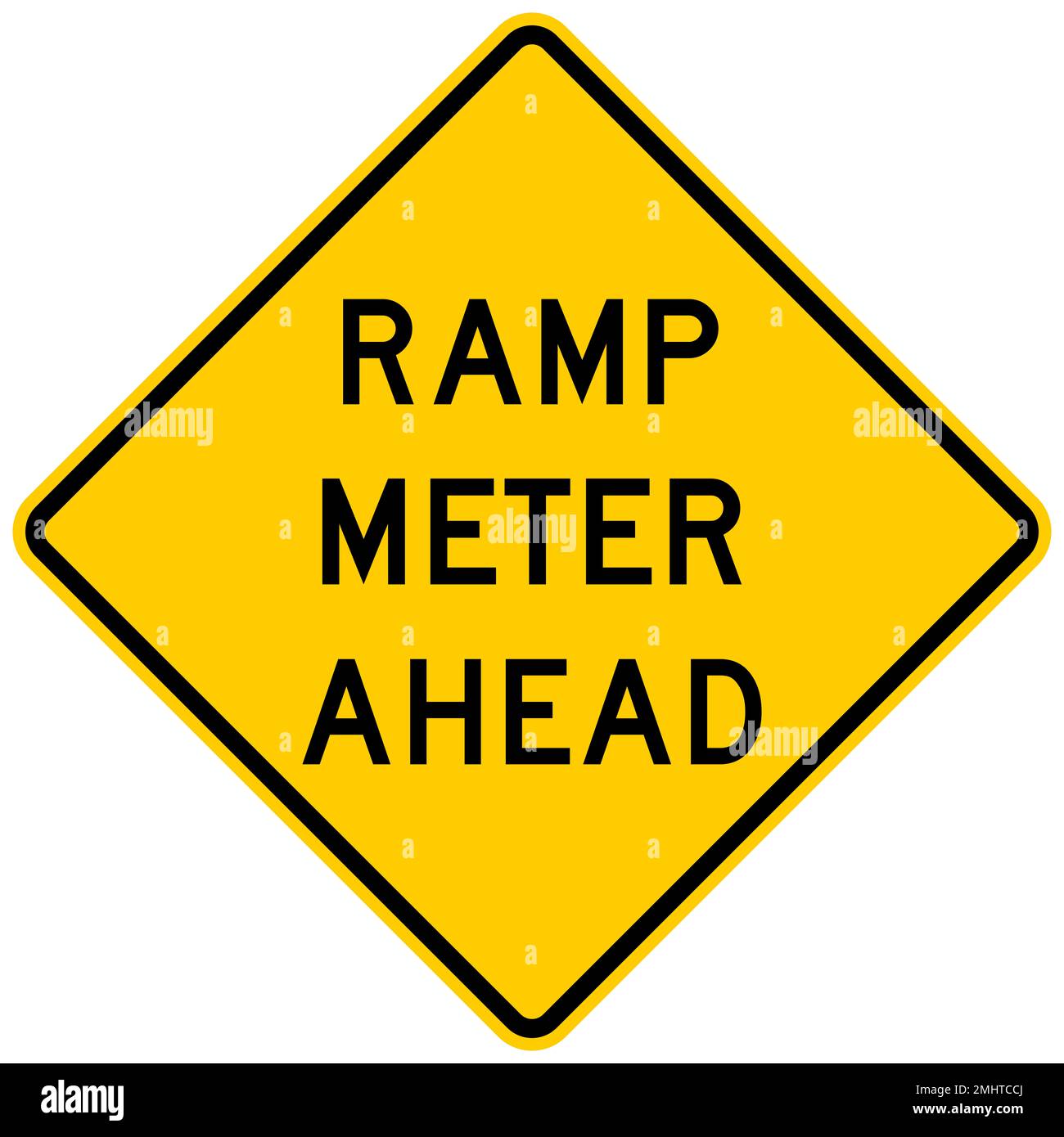 Ramp meter ahead warning sign Stock Photo - Alamy