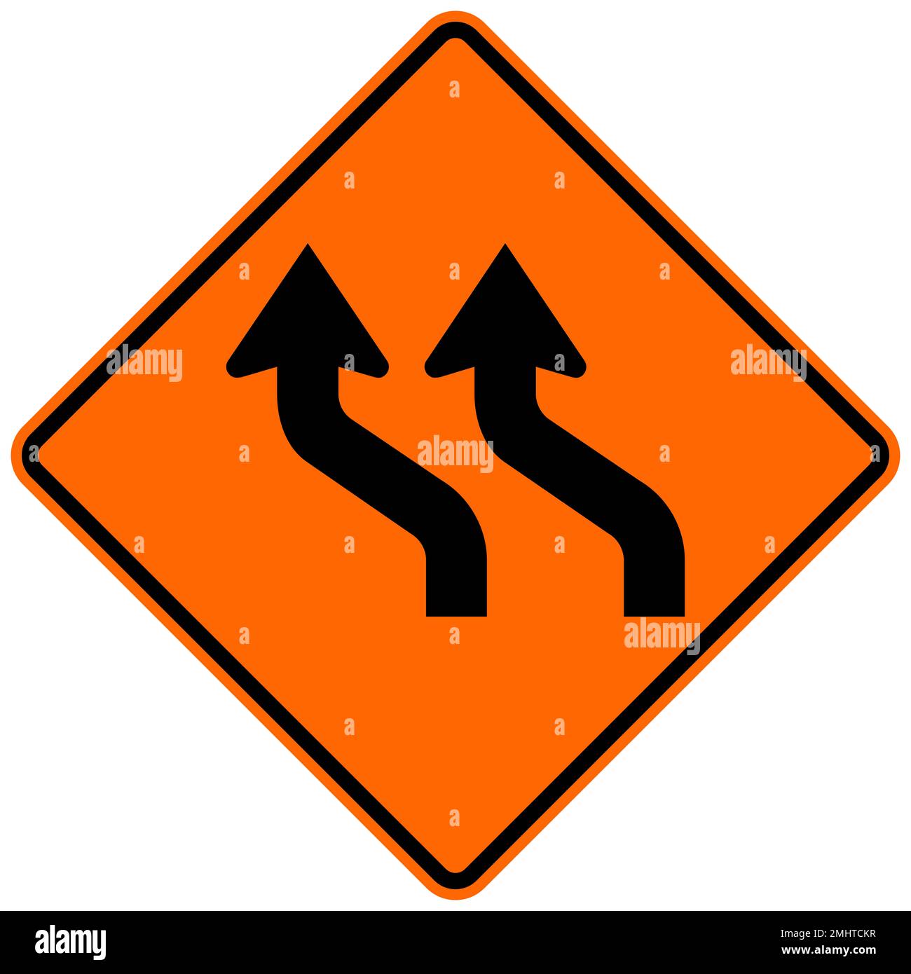 2 lane reverse curve warning sign Stock Photo - Alamy