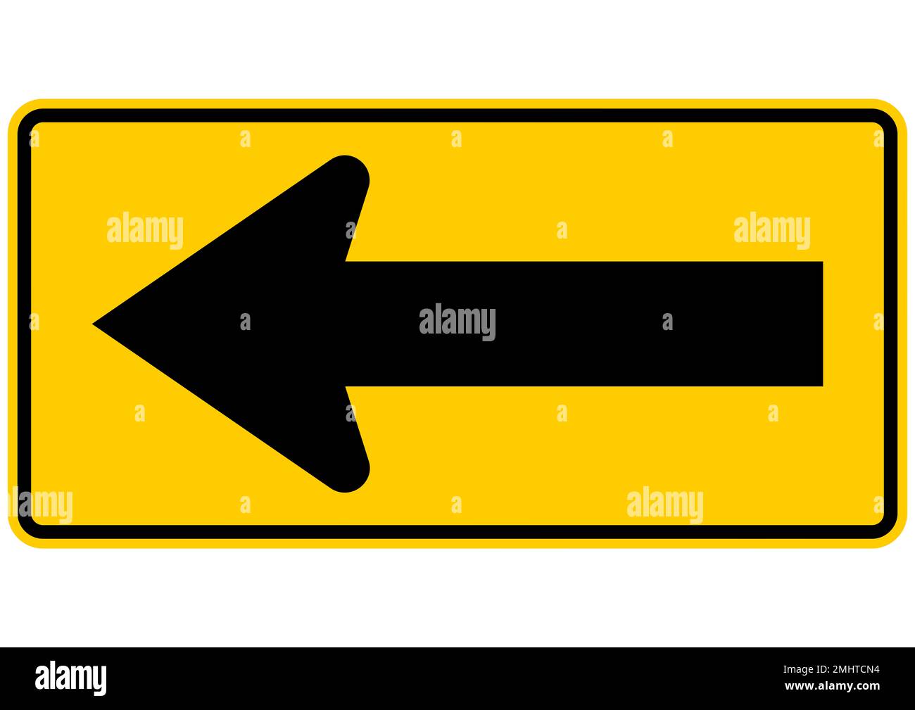 One direction large arrow warning sign on white background Stock Photo ...