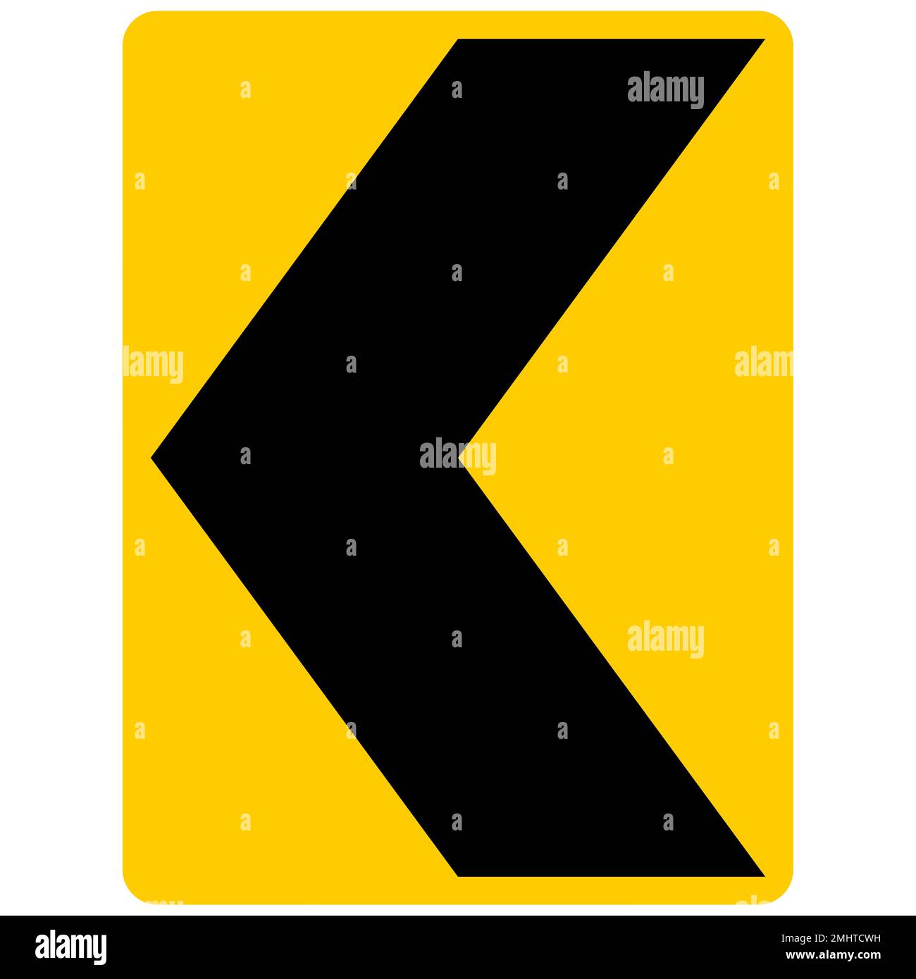 Chevron alignment warning sign Stock Photo - Alamy