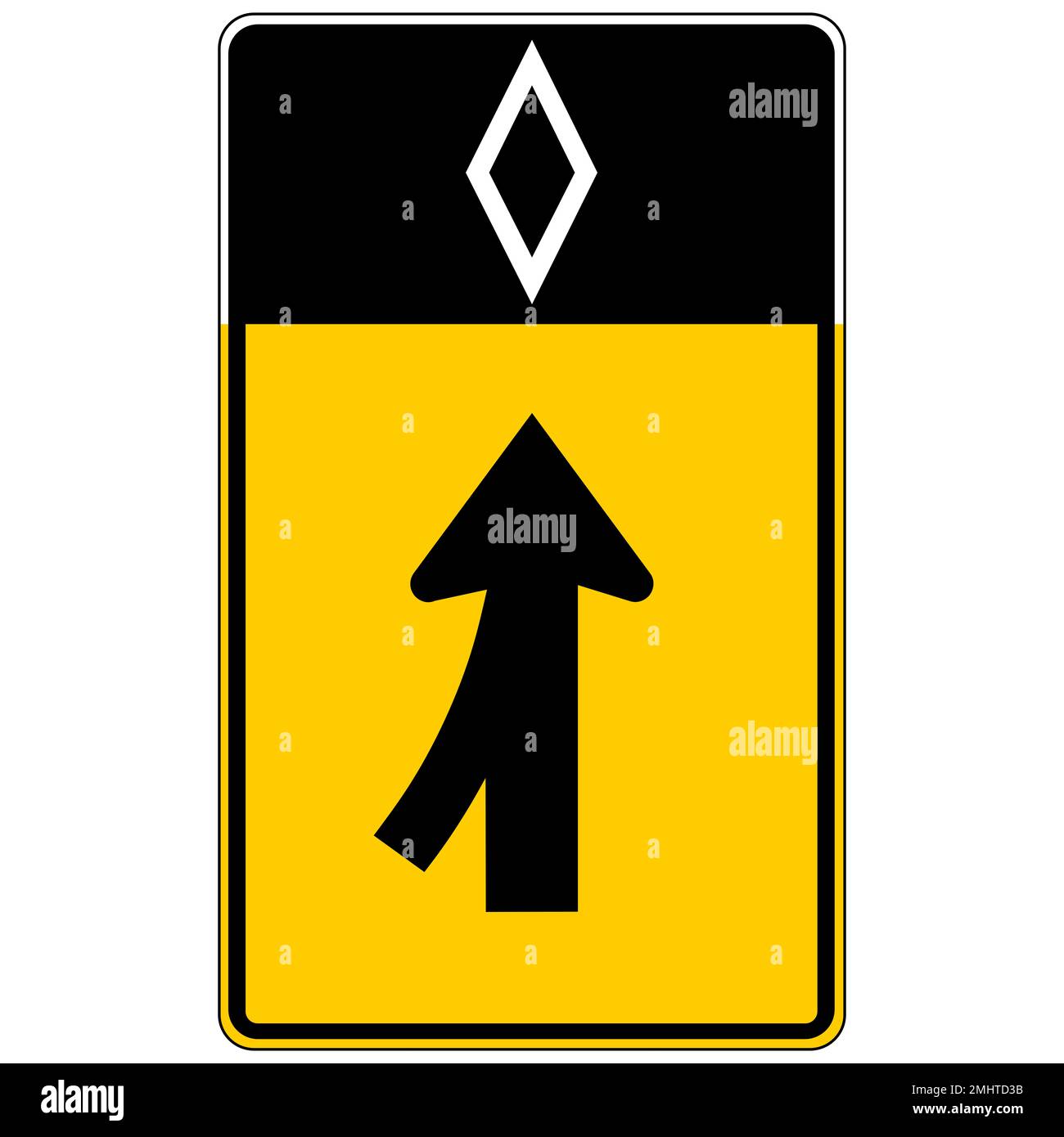 Merge warning sign Stock Photo - Alamy