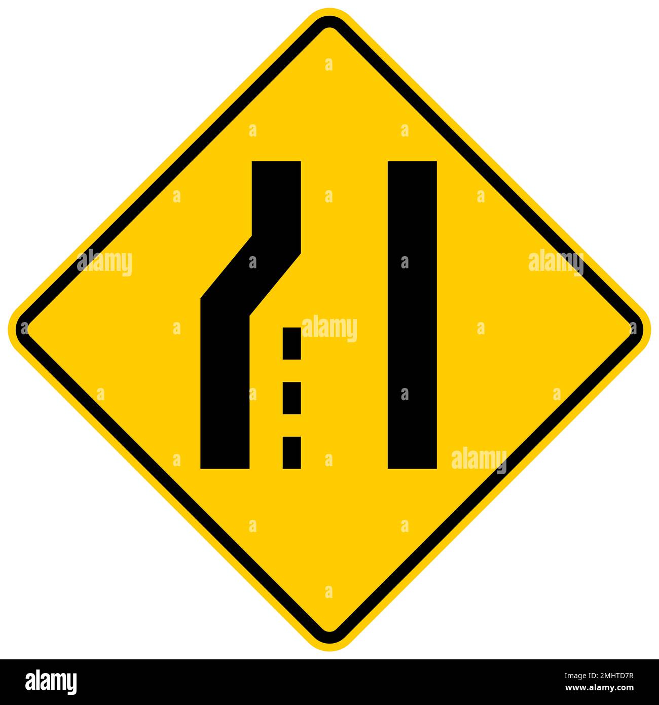 Lane ends warning sign Stock Photo - Alamy
