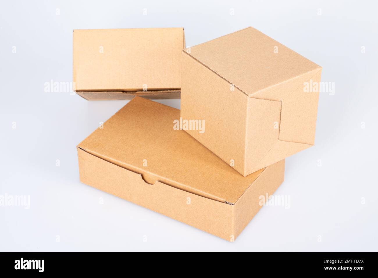 cardboard boxes many size package brown on white background Stock Photo ...