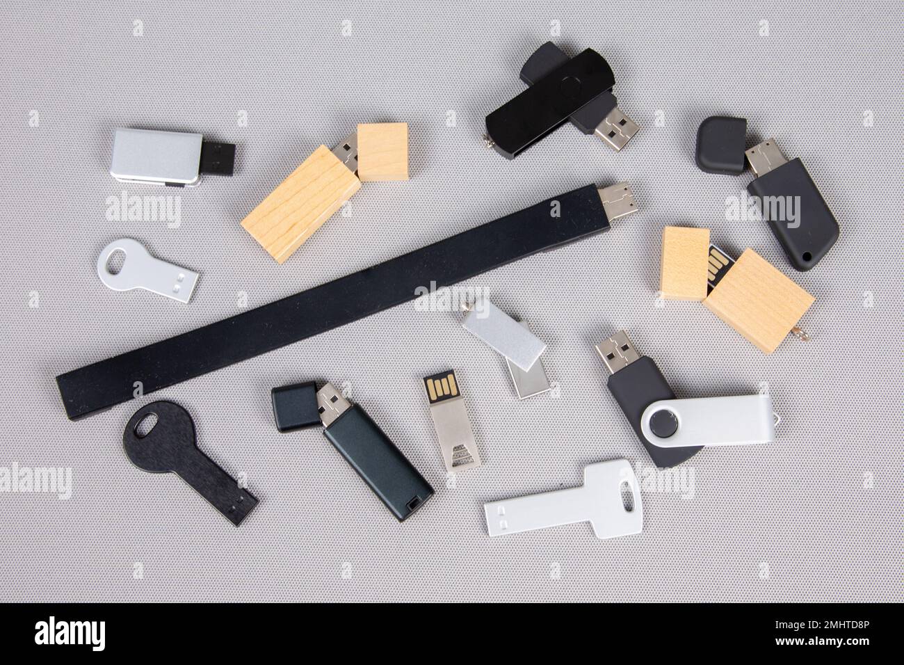 USB flash drive memory sticks keys on white background in flat style ...