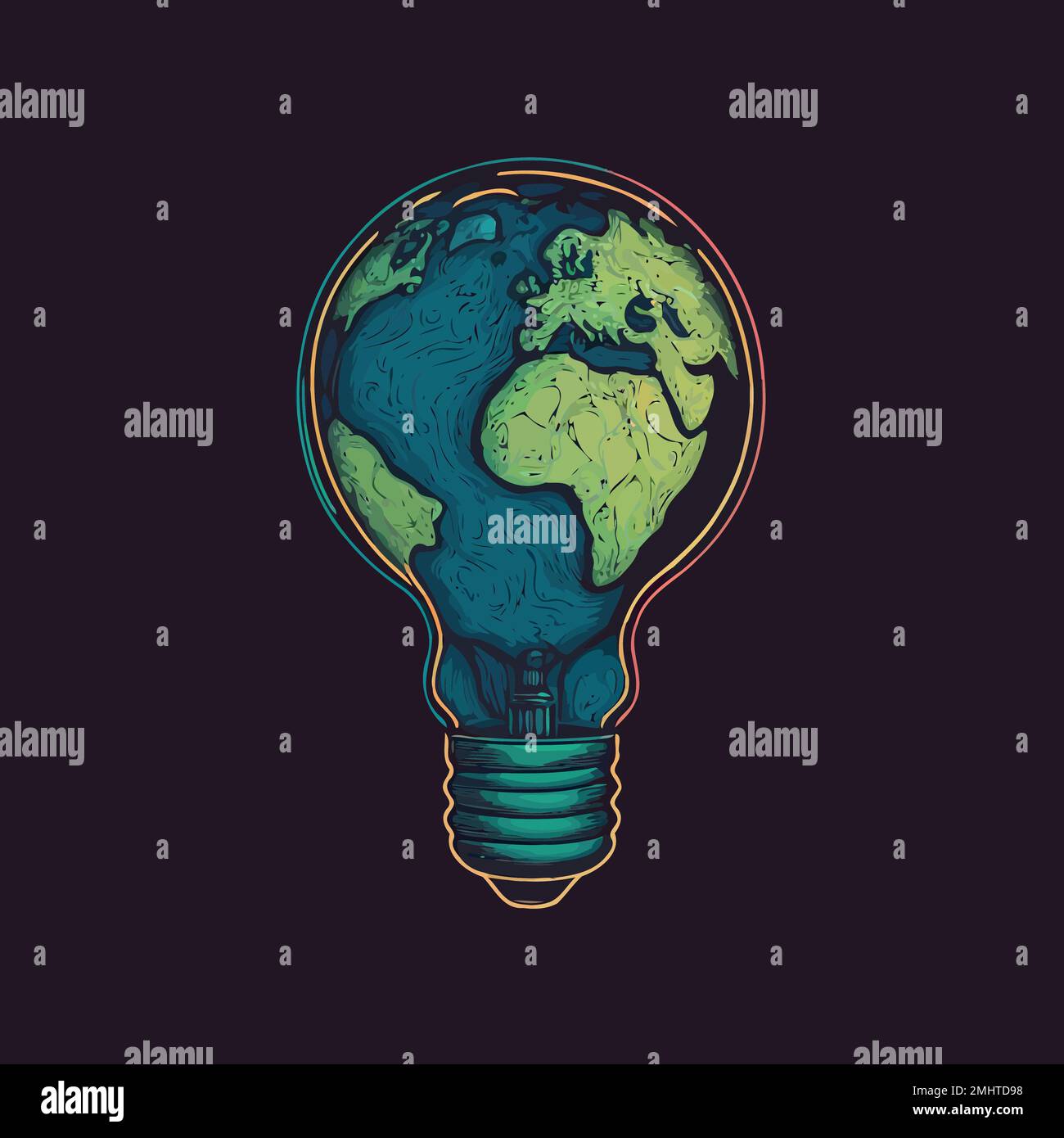 Conceptual drawing of planet earth inside an electric light bulb bulb ...